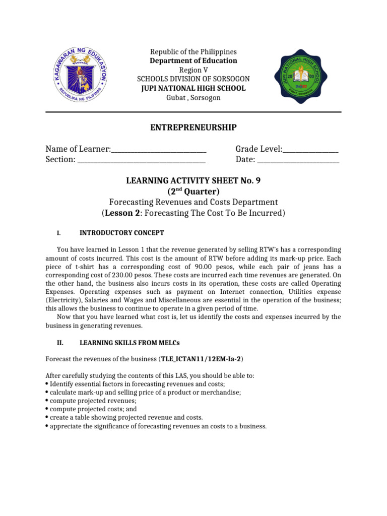 LAS 9 Entrep Q2 | PDF
