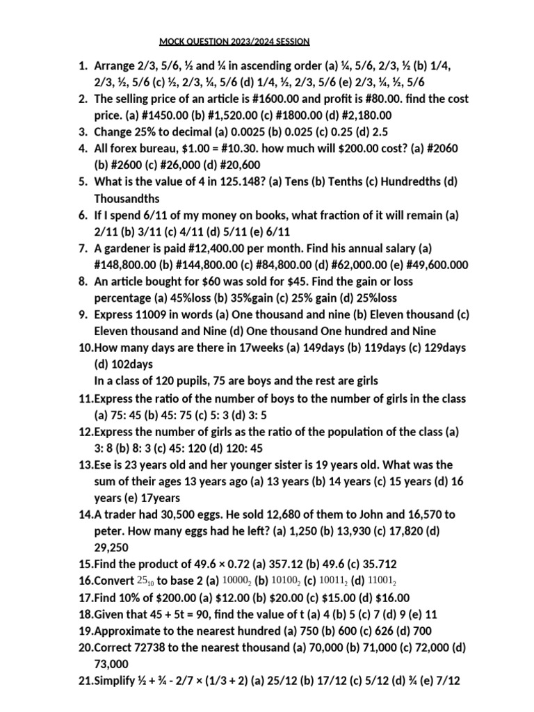 Mock Question 2023-2024 - 034636 | PDF
