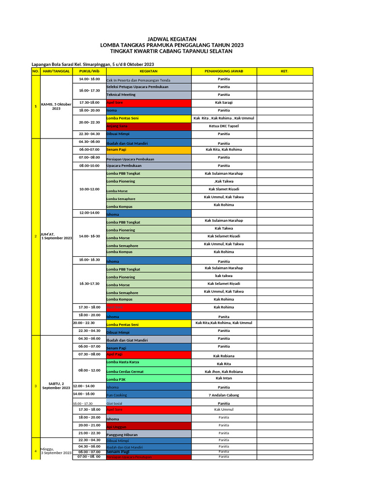 JADWAL KEGIATAN Fix | PDF
