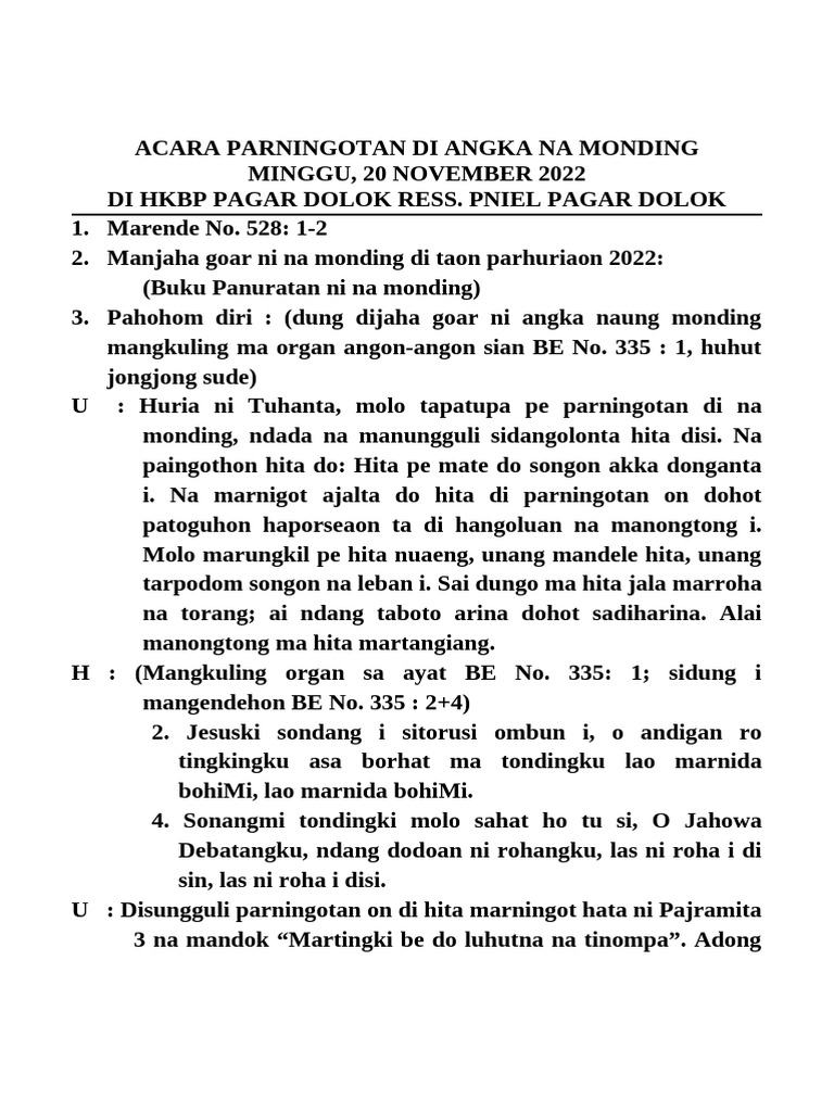 Acara Parningotan Di Angka Na Monding | PDF