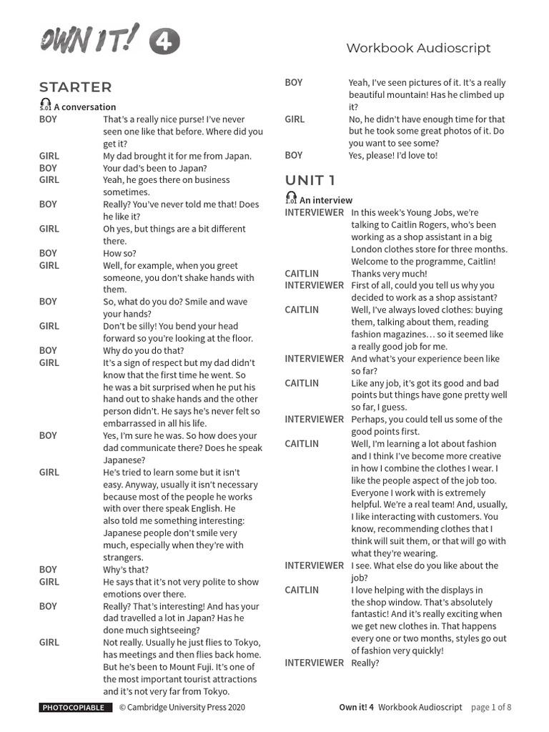 WB4 Audio Scripts | PDF