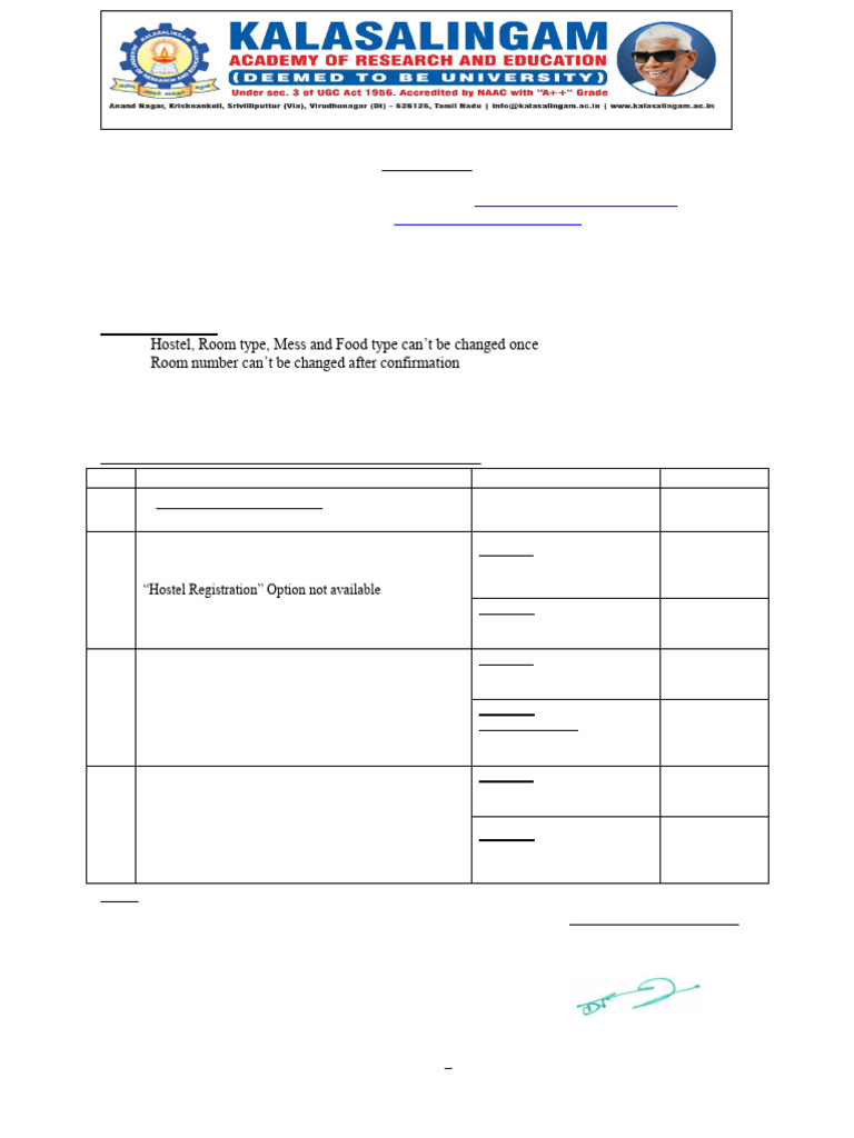 Hostel Booking Circular (2024-25) | PDF