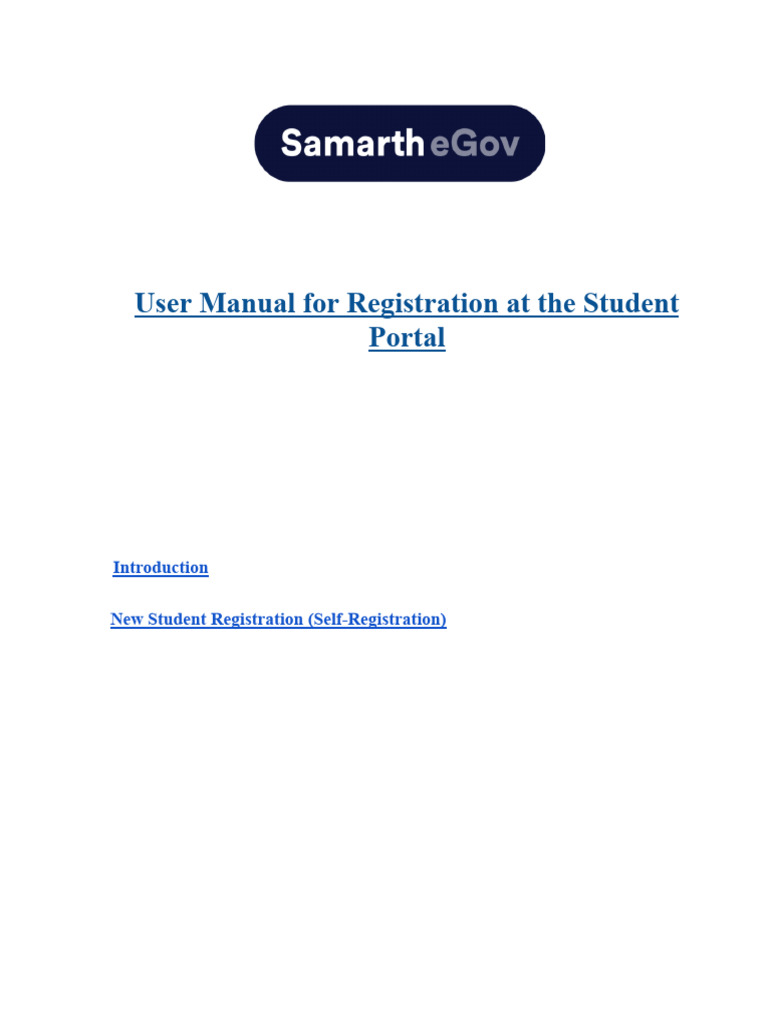 User Manual For Registration at The Student Portal | PDF