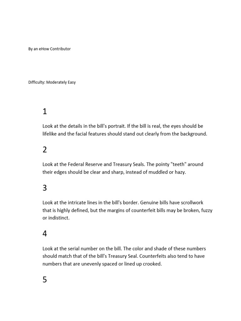 How to Detect a Counterfeit Dollar Bill | PDF
