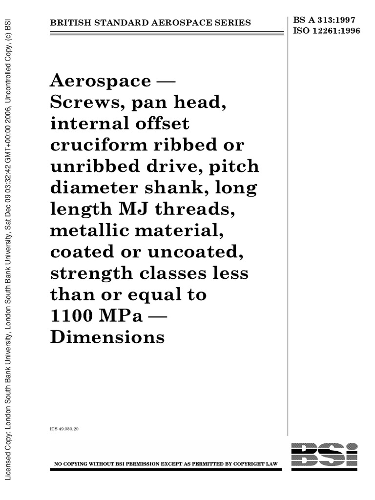 BS A 313-1997 (Iso 12261-1996) | PDF