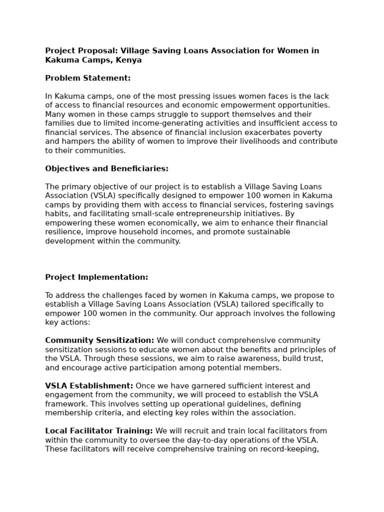 VSLA Project Proposal | PDF