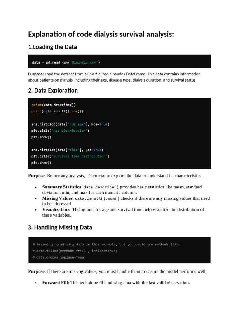 Explanation of code dialysis survival analysis | PDF
