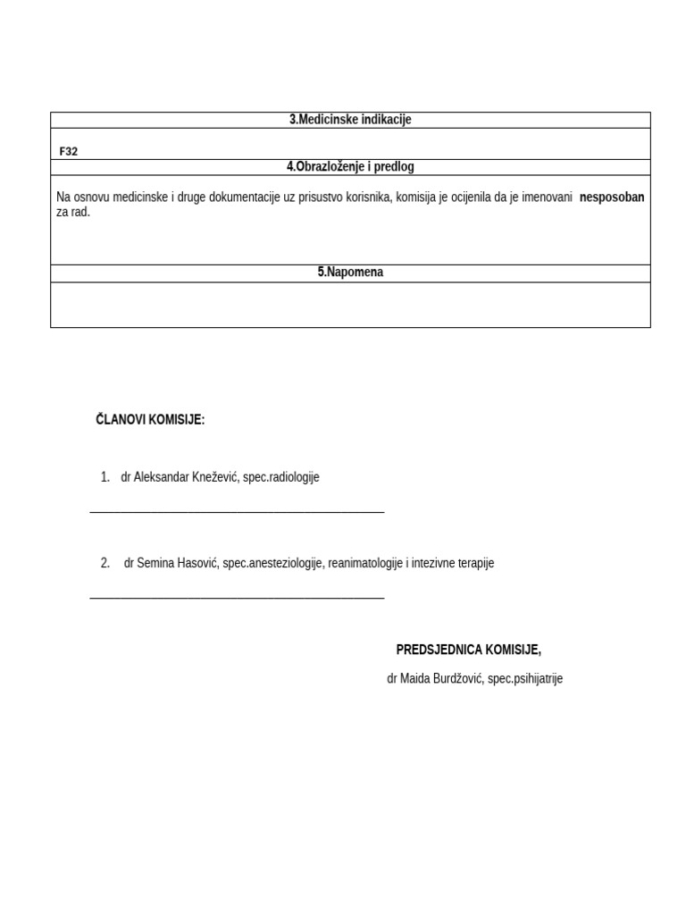 Ocjena Radne Sposobnosti | PDF