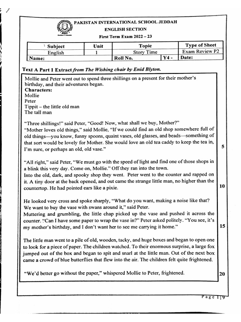 Unit 1 Y4 English | PDF