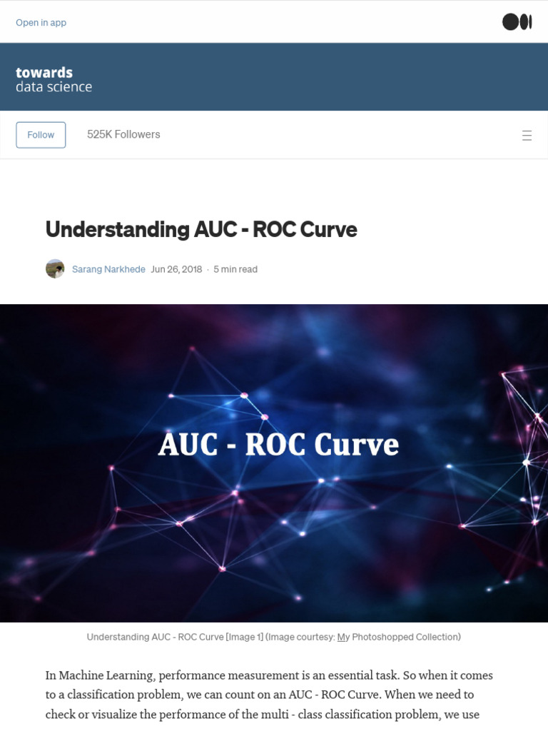Understanding AUC - ROC Curve. in Machine Learning, Performance - by Sarang Narkhede - Towards ...