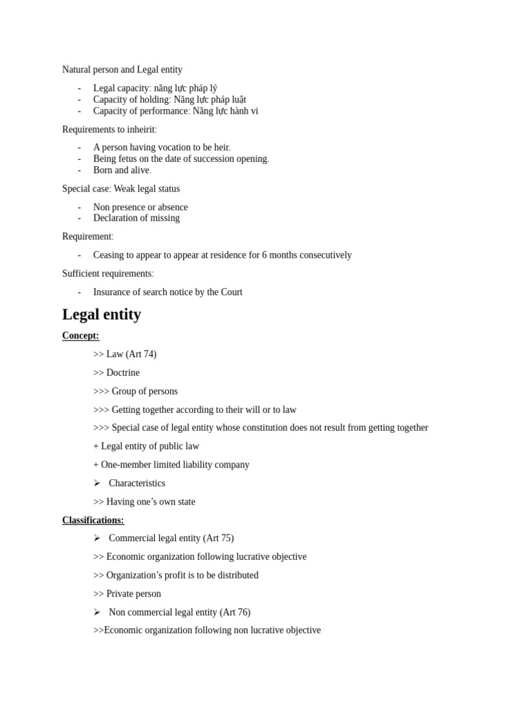 Natural Person and Legal Entity | PDF