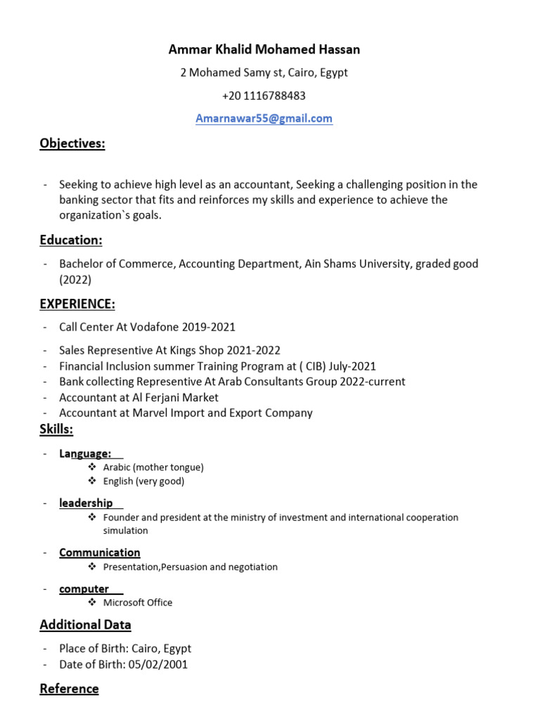 Ammar Khalid CV-2 | PDF