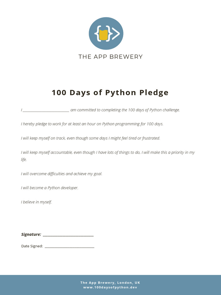 Course+Pledge+-+App+Brewery+100+Days+of+Python | PDF