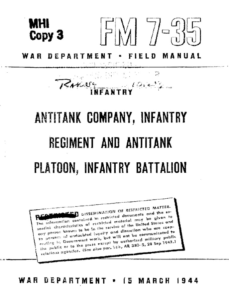 FM7 35 WDFM Antitank Company Infantry Regiment and Antitank | PDF