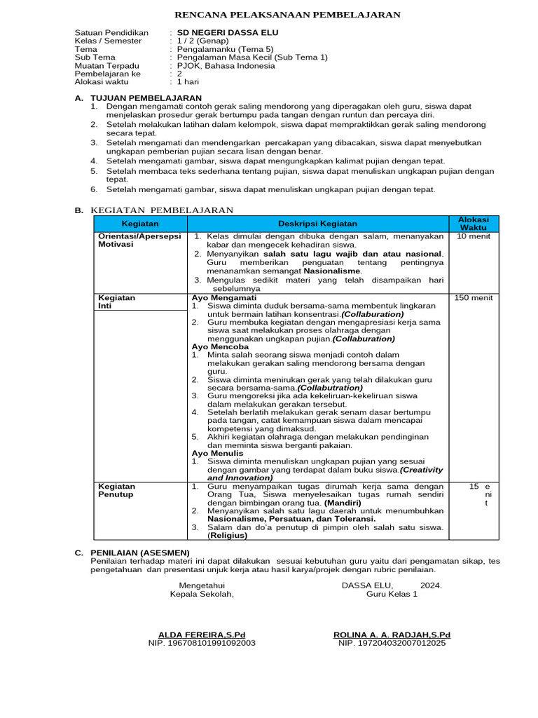 RPP Tema 5 Pembelajaran 2 | PDF