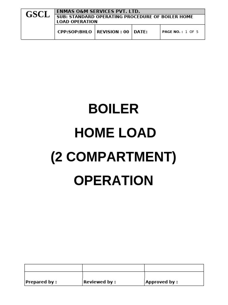 SOP Boiler Home Load Operation | PDF