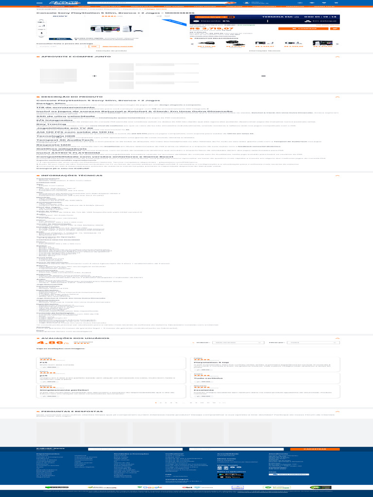 Console PlayStation 5 Slim + 2 Jogos - KaBuM! | PDF