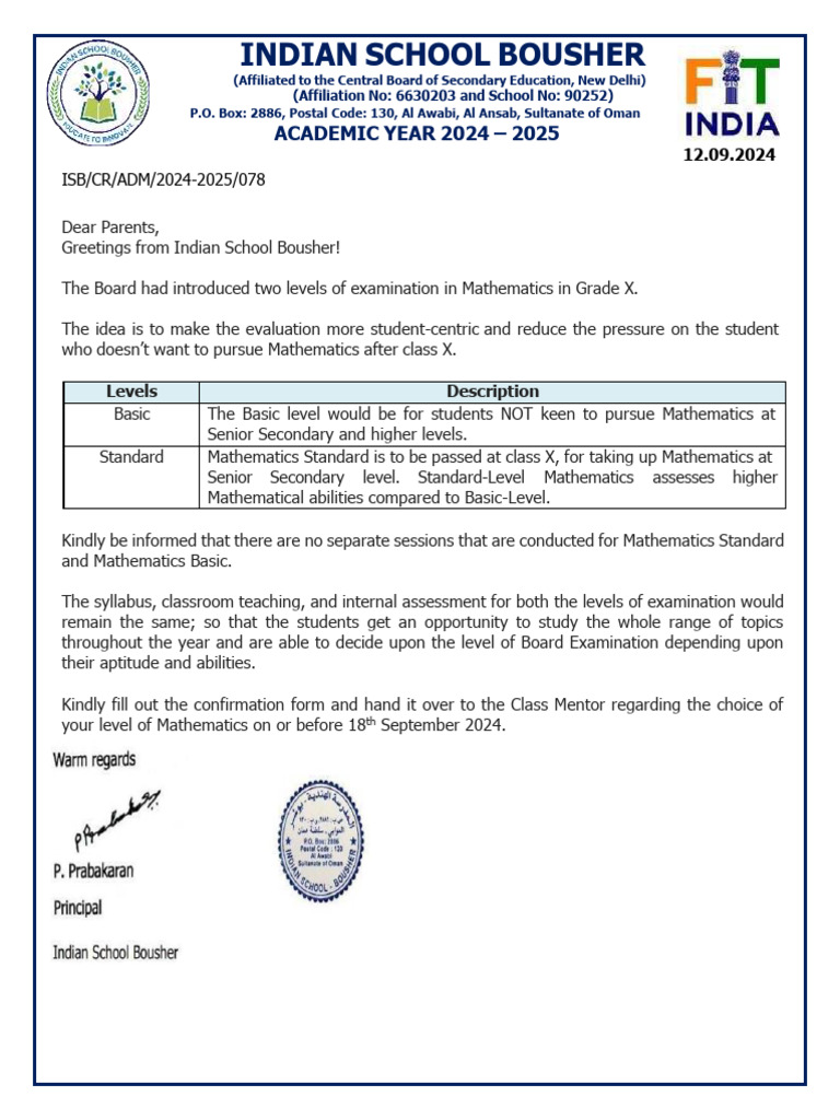 Isb Gradex Cbse Math Option Circular | PDF