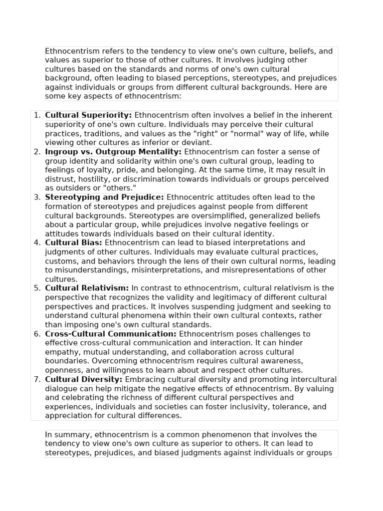 Ethnocentrism | PDF