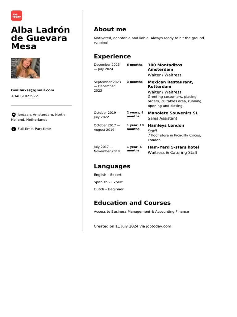 CV AMSTERDAM JULY | PDF