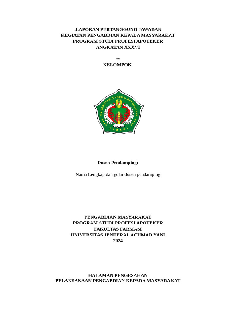 Contoh Format LPJ - Pengmas PSPA - 2024 | PDF