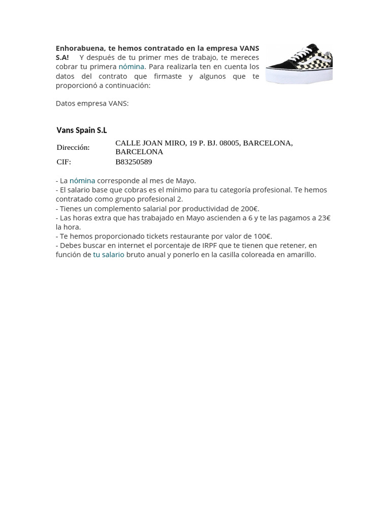 Nomina VANS | PDF
