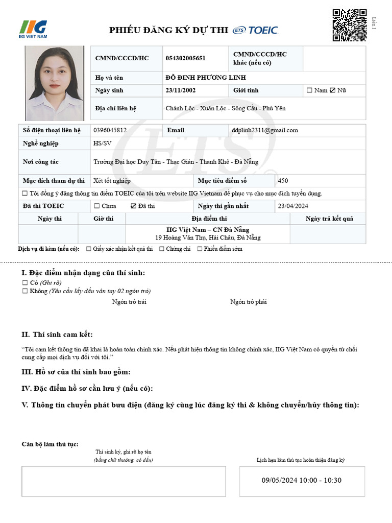 Đăng Kí Thi Toiec 1 | PDF