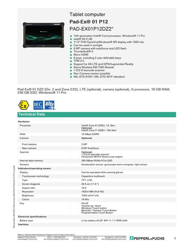 Pad-Ex® 01 P12 DZ2 | PDF