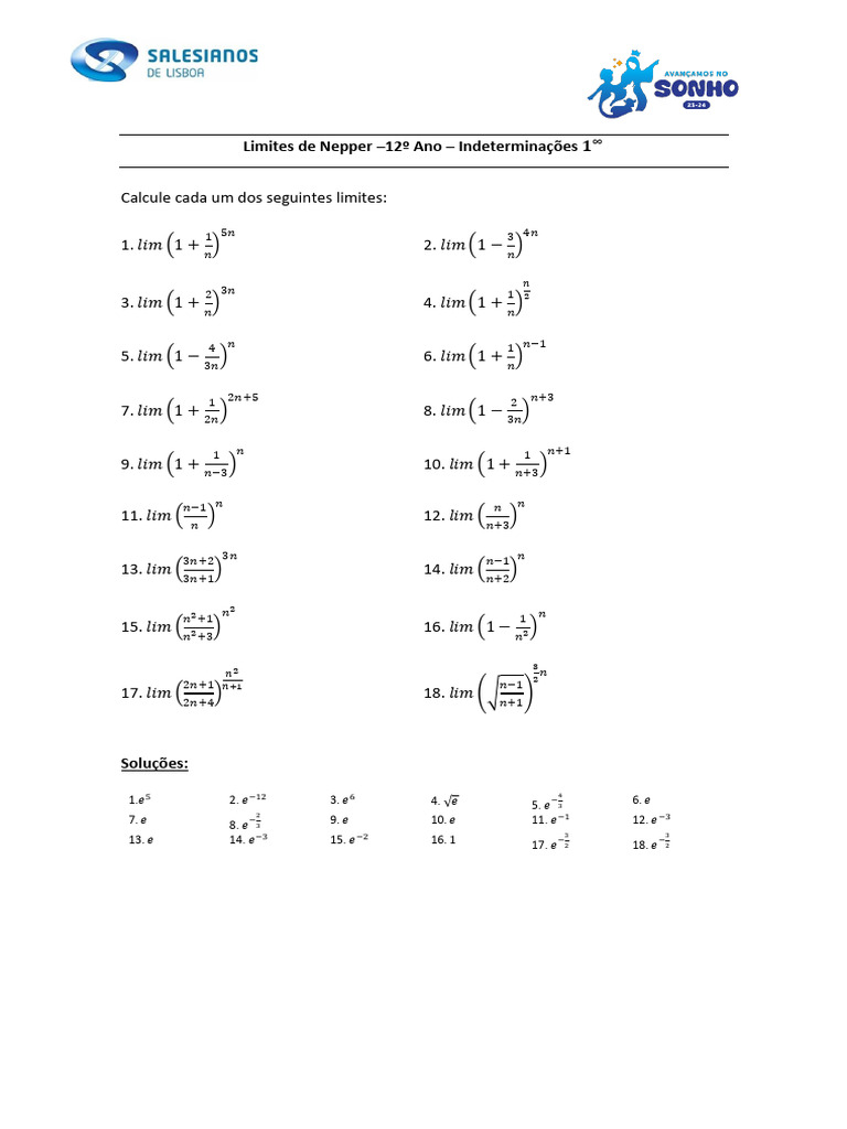 Limites de Nepper-12ÂºAno | PDF