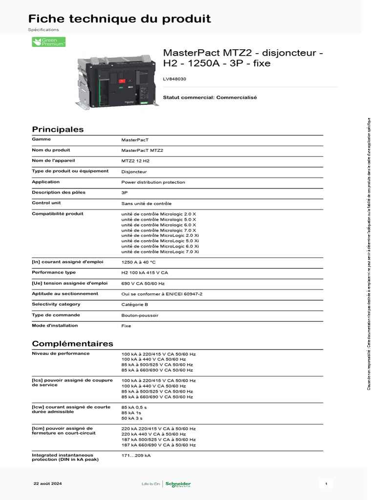 Schneider Electric - MasterPacT-MTZ - LV848030 | PDF