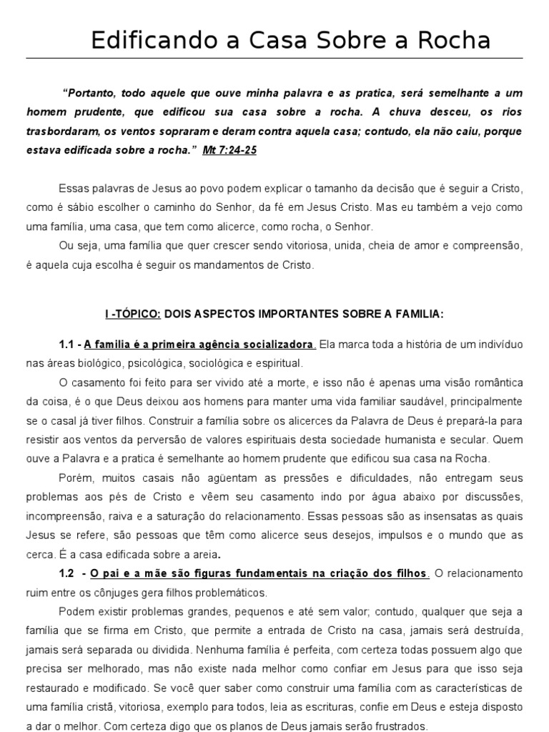 Edificando A Casa Sobre A Rocha | PDF | Bíblia | Jesus