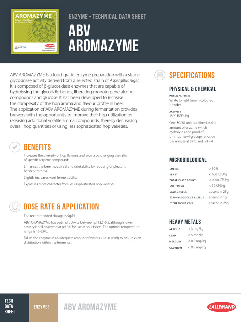TDS Abv Enzymes Aromazyme Eng A4-Digital-3 | PDF