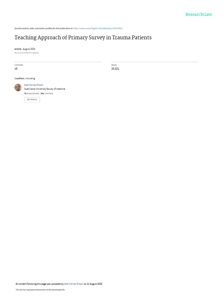 Final Publication Primary Survey Sun Text Reviews Surgery Journal | PDF