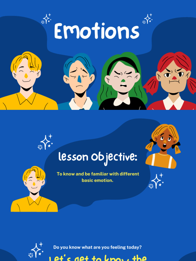 Different Emotions Kindergarten Lesson Presentation in Blue Red Green ...