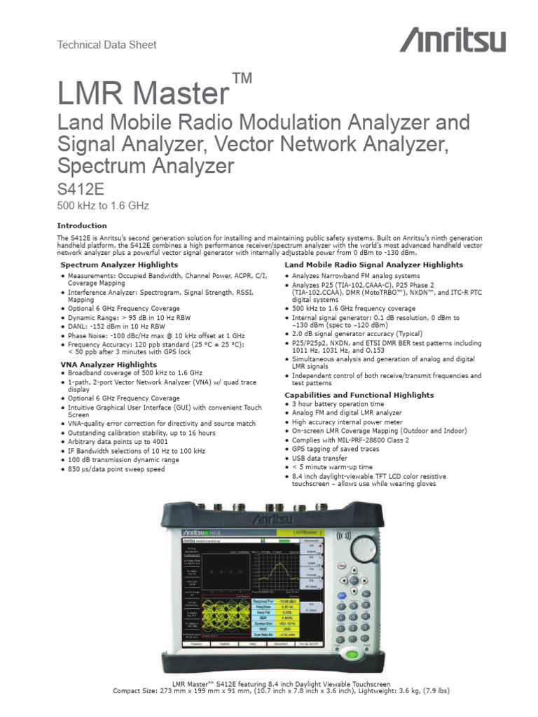 Anritsu S412E Specifications C686C | PDF | Frequency Modulation ...