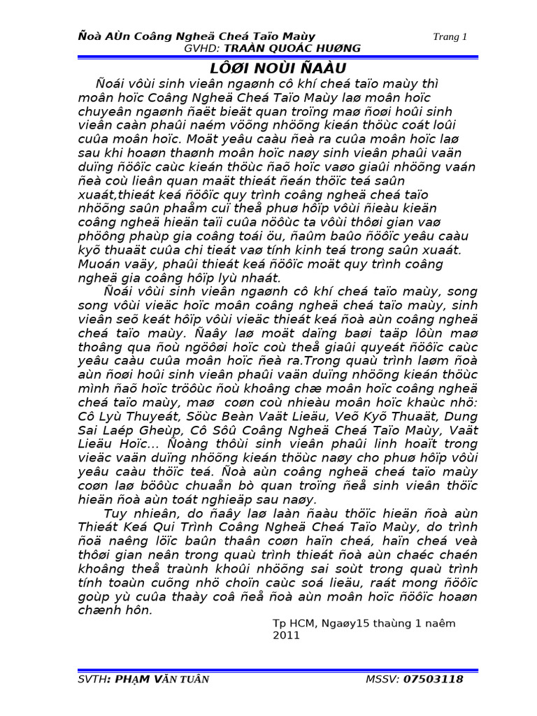 BAN in Thuyết Minh Do an Cong Nghe CTM | PDF