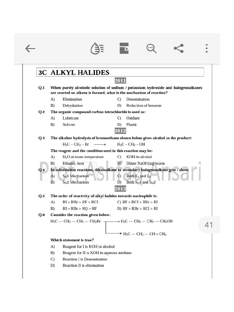 Alkyl Halide Mcqs | PDF