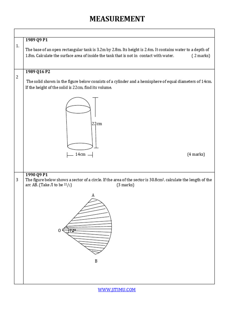 Measurements Vol Area Pdf