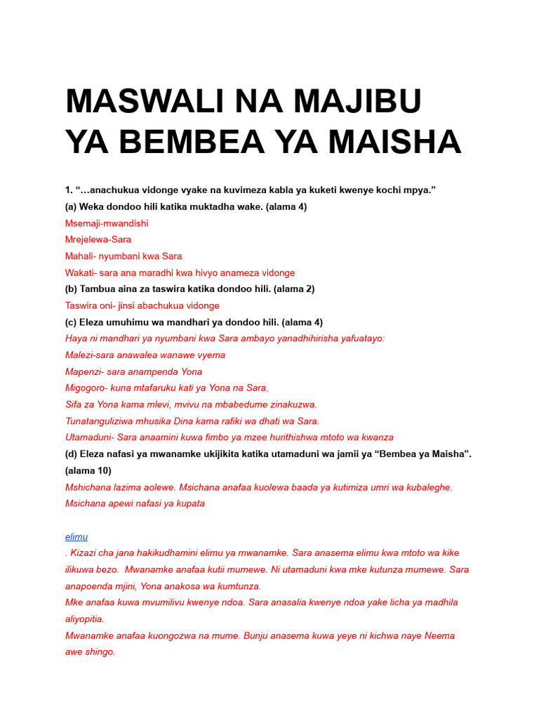 Bembea Ya Maisha | PDF