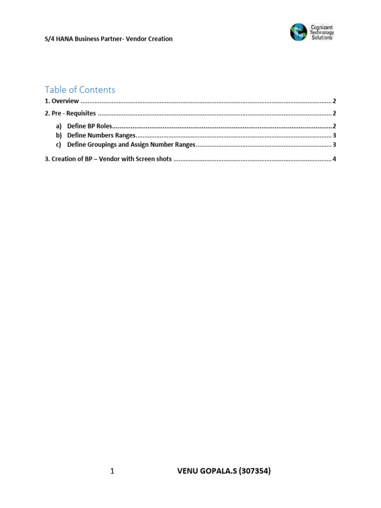 S_4_HANA_Business_Partner_Vendor_Creation | PDF