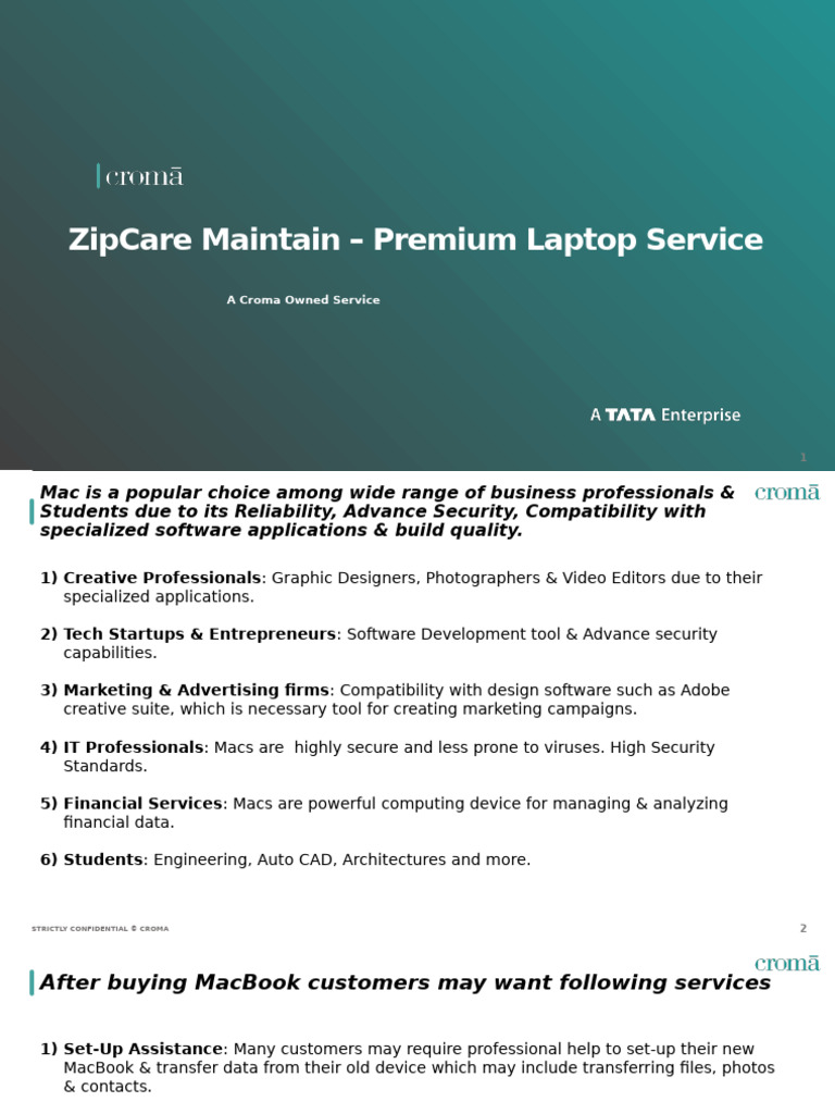 ZipCare Premium Laptop Service | PDF