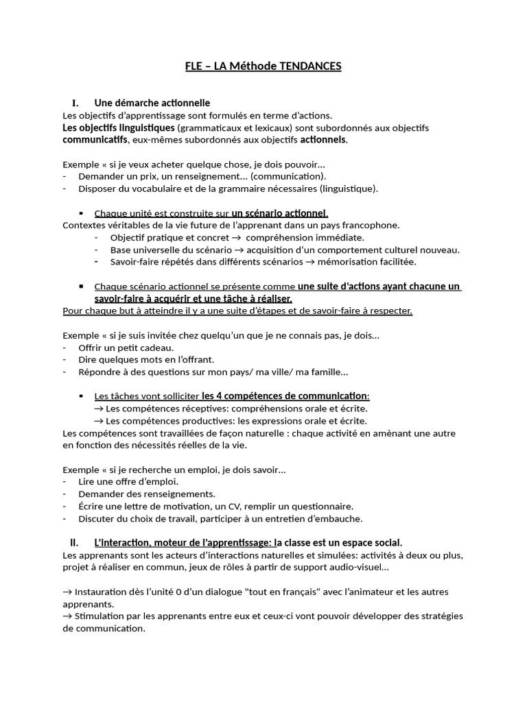 Présentation FLE La Méthode TENDANCES | PDF
