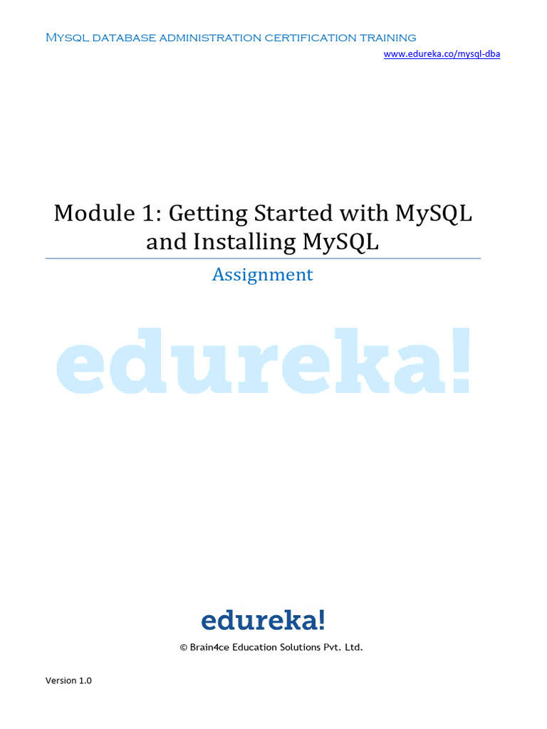 MySql Adminstration Training-Assignment Module01 | PDF