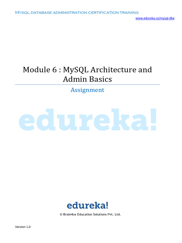 MySql Adminstration Training-Assignment Module06 | PDF
