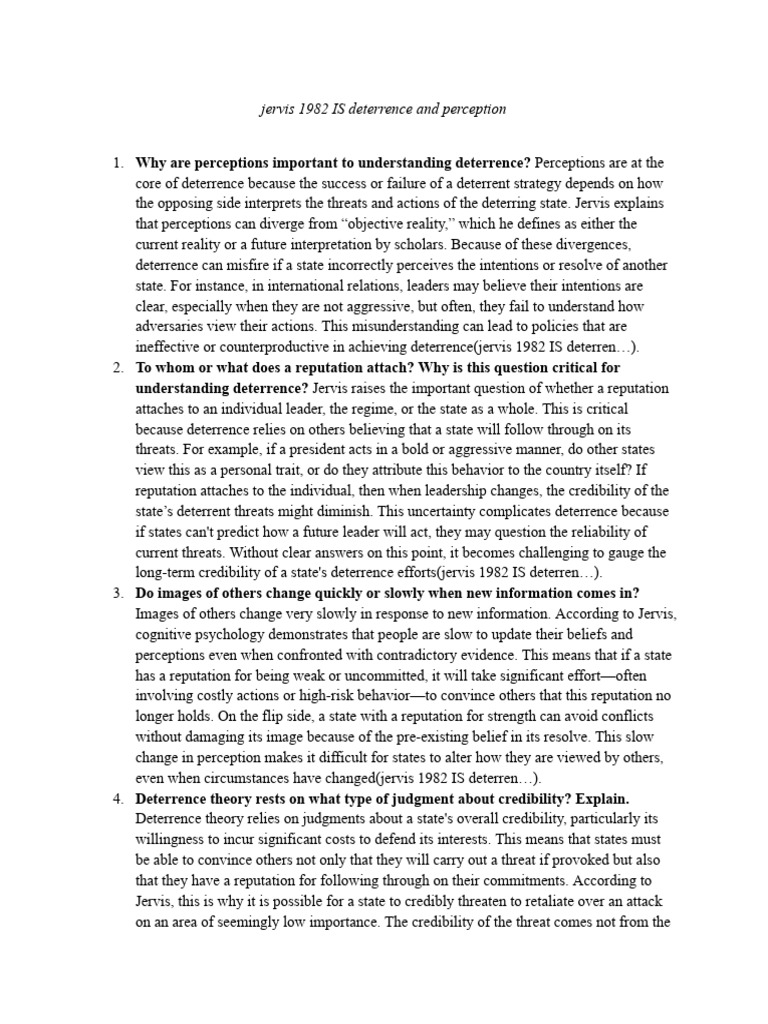 Deterrence and Perception Insights | PDF | Deterrence Theory | Social ...