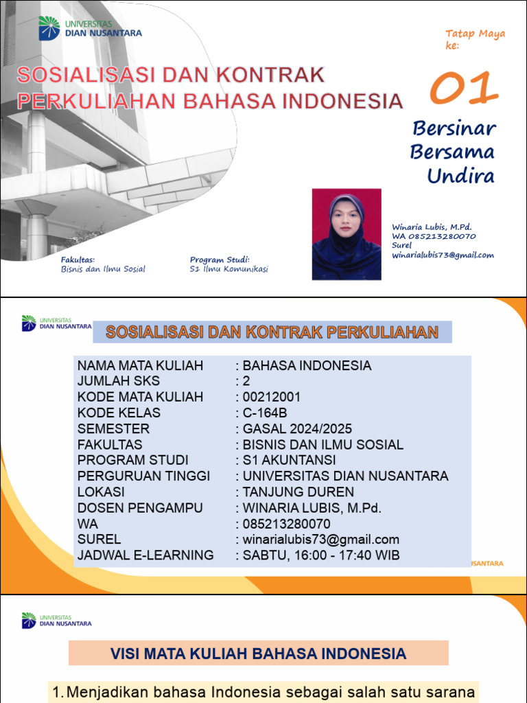 Kontrak Perkuliahan Bindo Sem Ganjil 2024-2025 | PDF