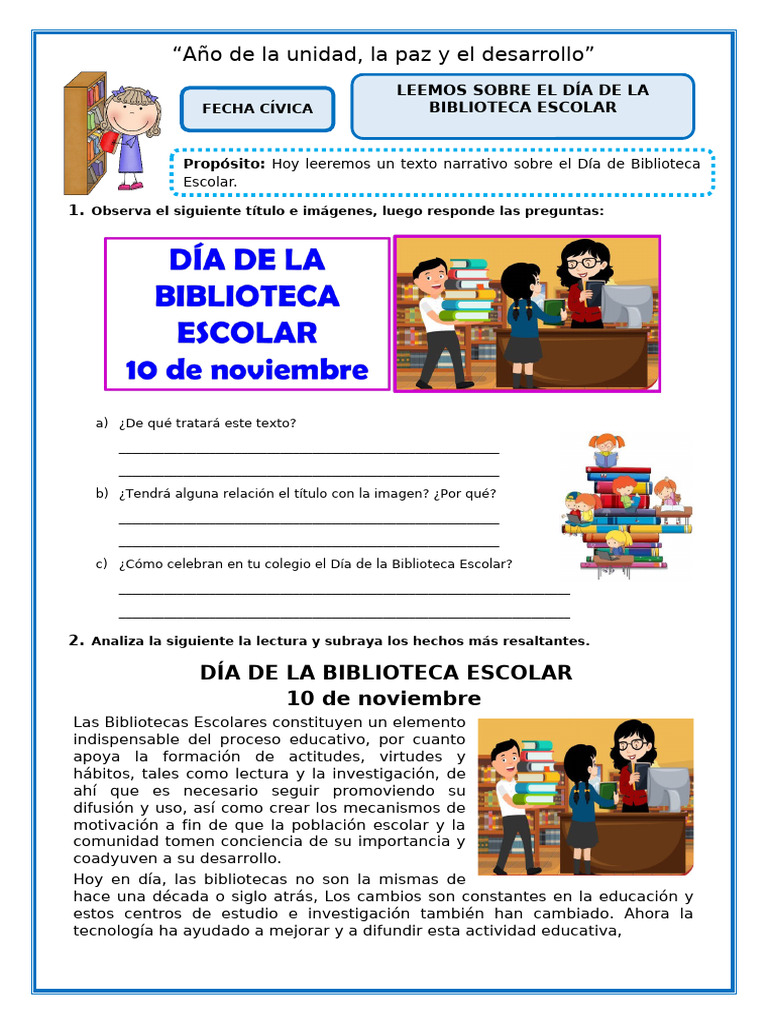 Ficha-Día de La Biblioteca Escolar | PDF