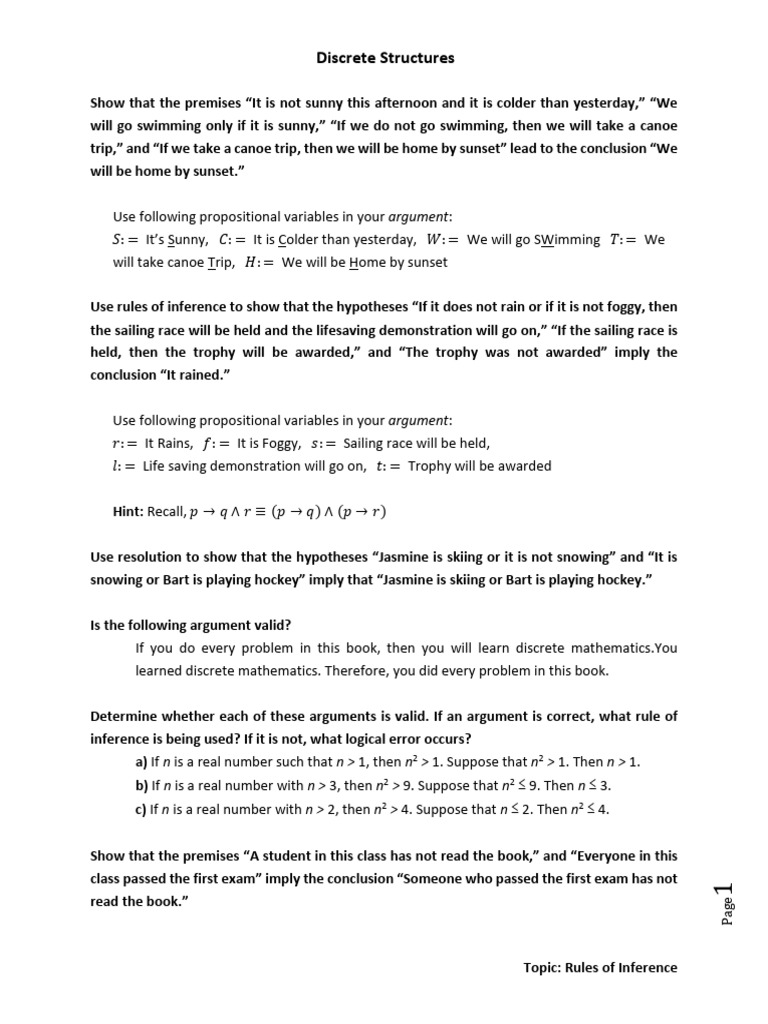Rules of Inference | PDF