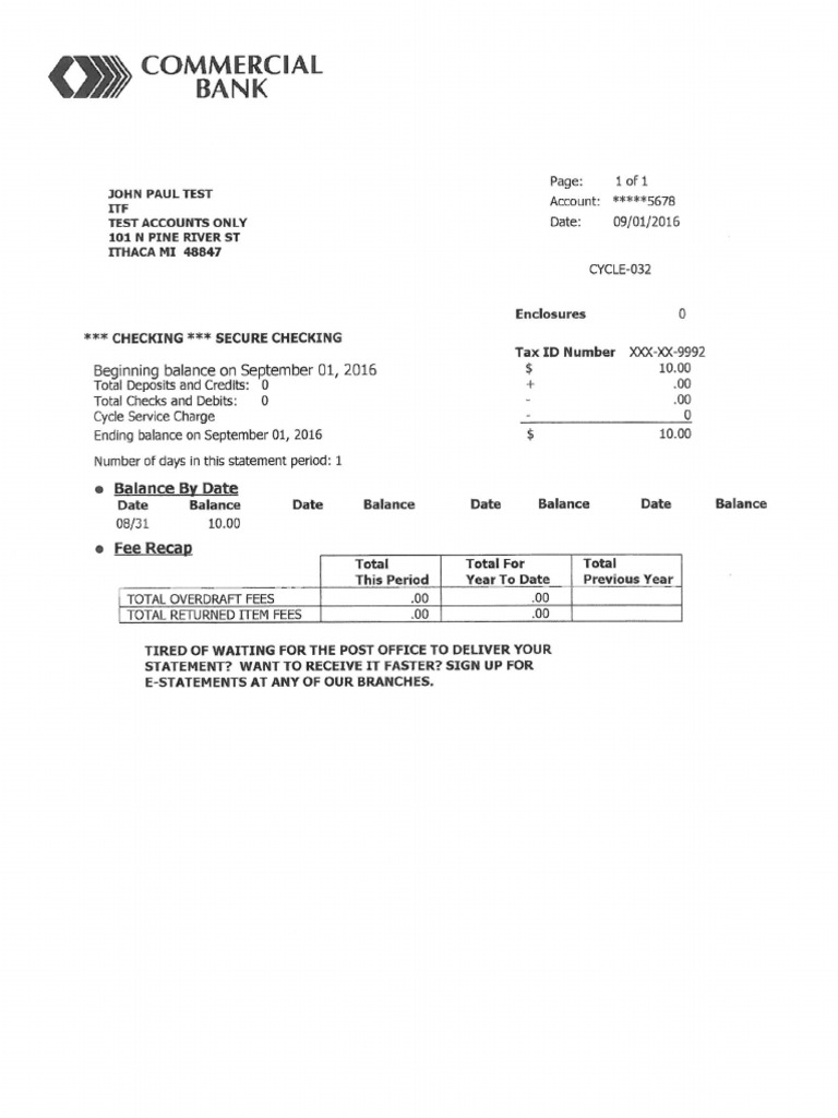 Sample Bank Statementt | PDF