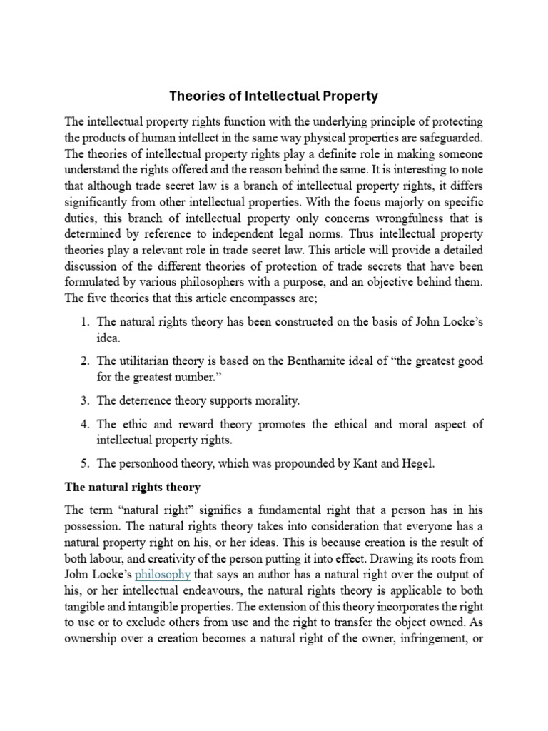 Theories of Intellectual Property | PDF